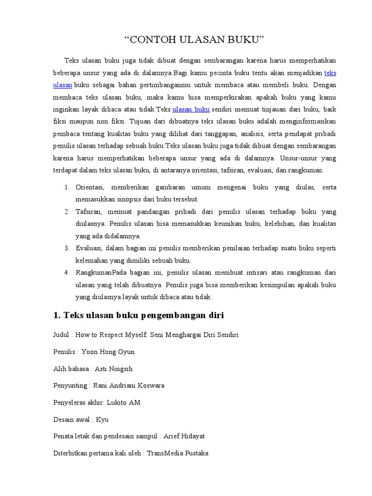 Contoh Ulasan Buku | PDF