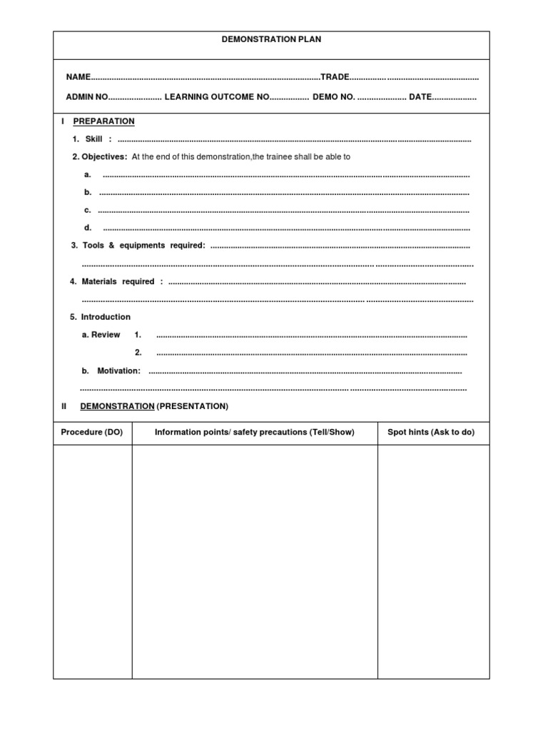 Demonstration Plan Format New | PDF