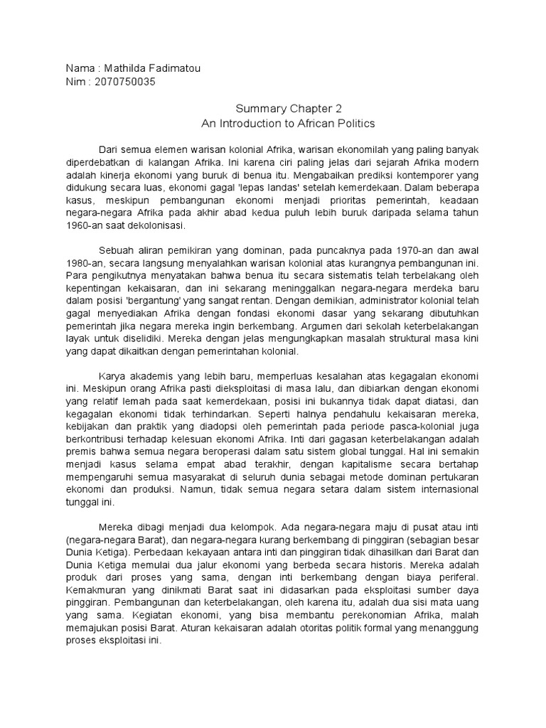 Mathilda Fadimatou - Summary Ke - 1 1 | PDF