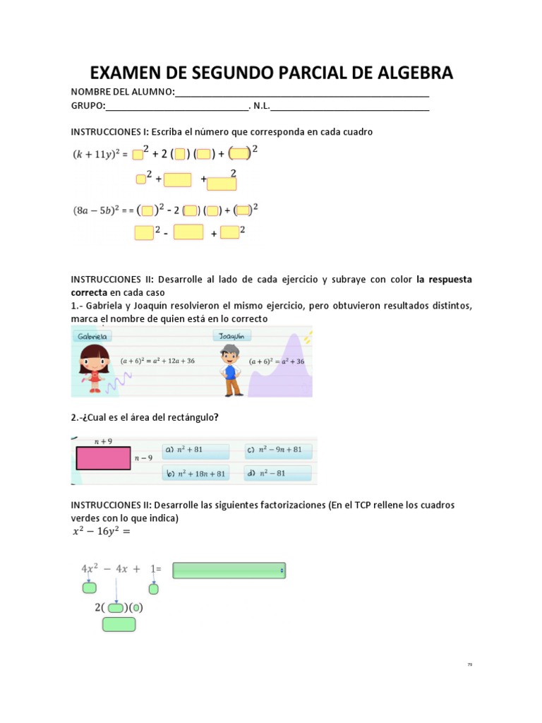 2examen de Segundo Parcial de Algebra | PDF | Finanzas y dinero | Métodos y materiales de enseñanza