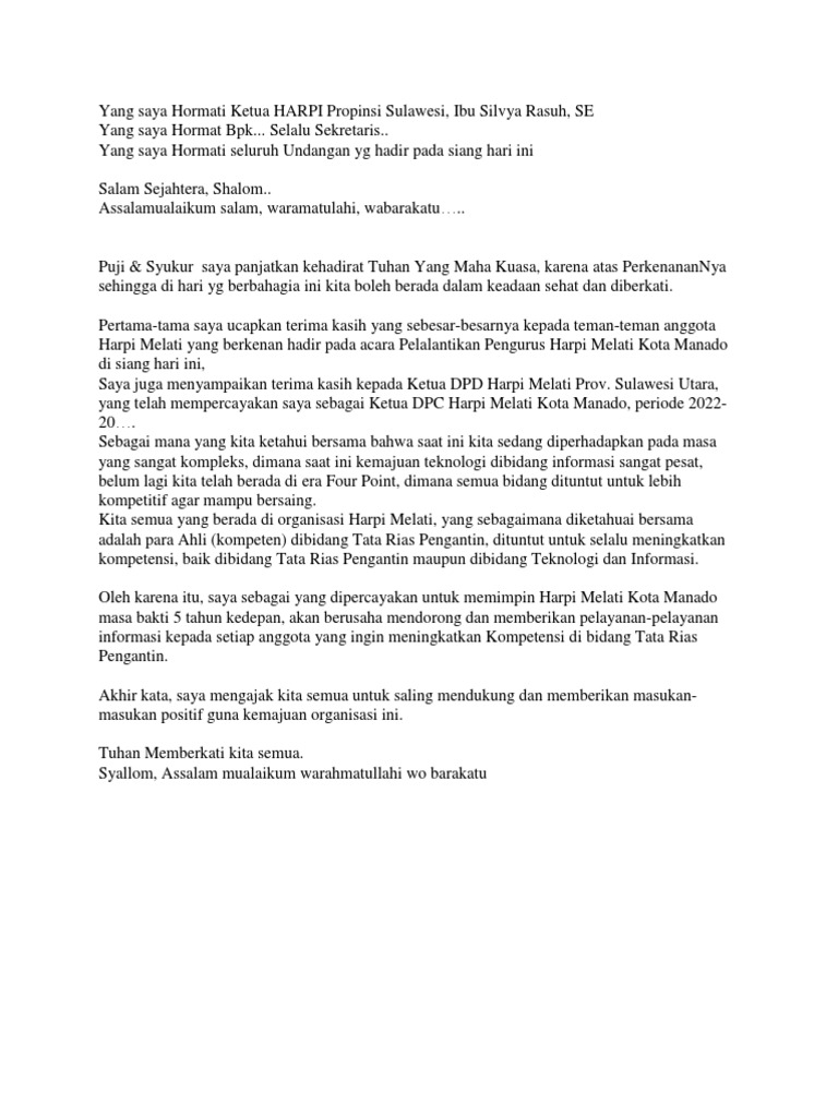 Pidato Vera Koho | PDF | Karier & Perkembangan