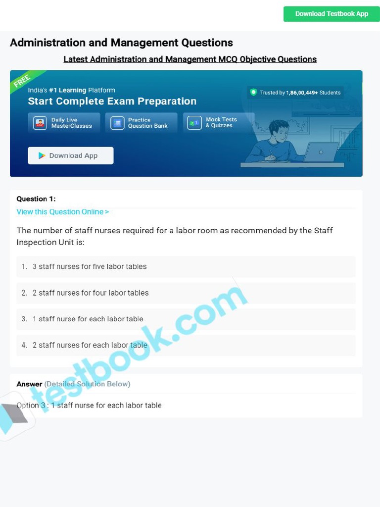 MCQ On Administration and Management 6179314a29326966d85b17c5 | PDF