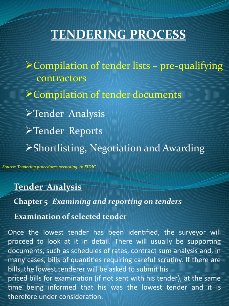 Tender Analysis and Reporting Guide | PDF | Pricing | Architect