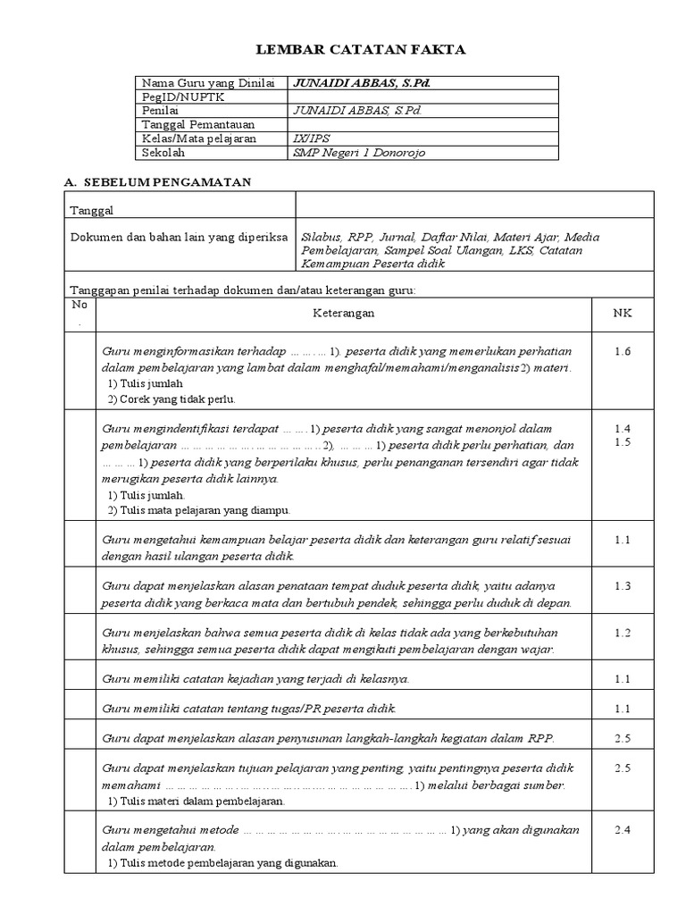 Isian Catatan Fakta OK | PDF | Karier & Perkembangan | Kajian Bahasa Asing