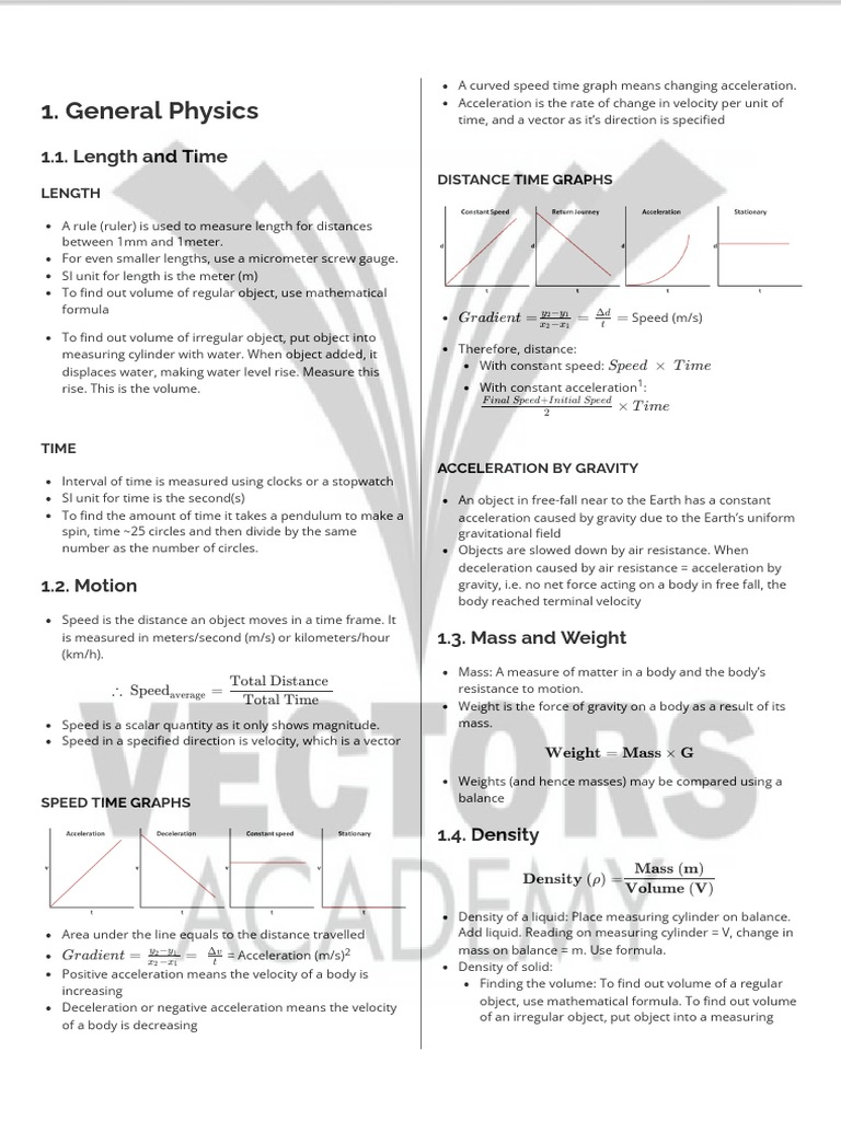 Last Minute Revision Physics | PDF | Acceleration | Temperature