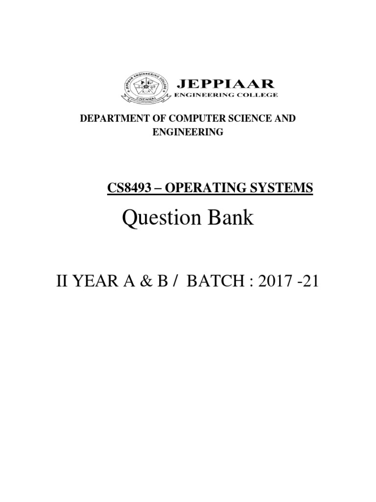 II Year IV Sem Cs8493 Operating Systems | PDF | Thread (Computing) | Process (Computing)