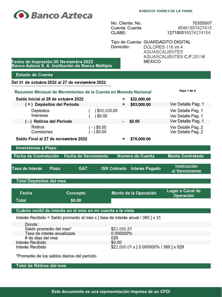 Estado de Cuenta PDF | PDF | Bancos | Dinero