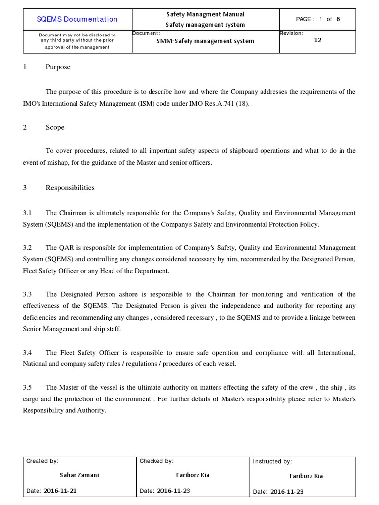 Chapter 1 Safety Management System | PDF | Oil Tanker | Ships