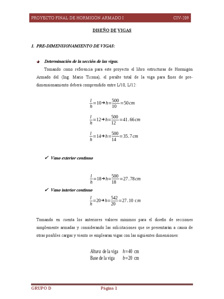 Diseño de Vigas | PDF | Hormigón | Viga (Estructura)