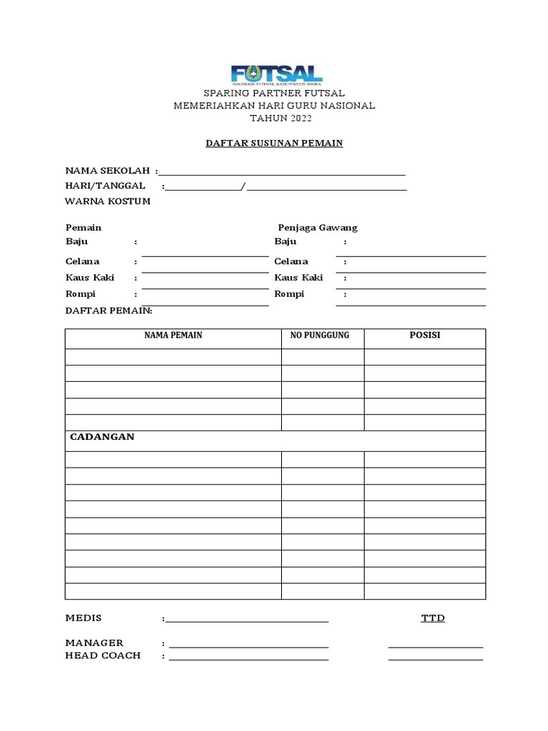 Sparing Futsal Hari Guru 2022 | PDF