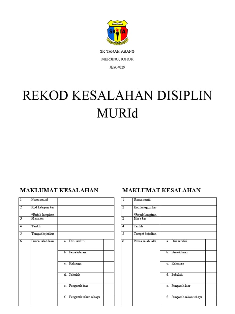 Buku Rekod Disiplin | PDF