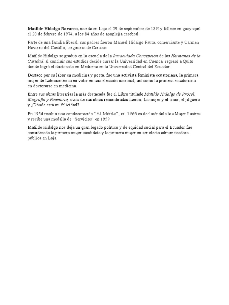 Matilde Hidalgo | PDF