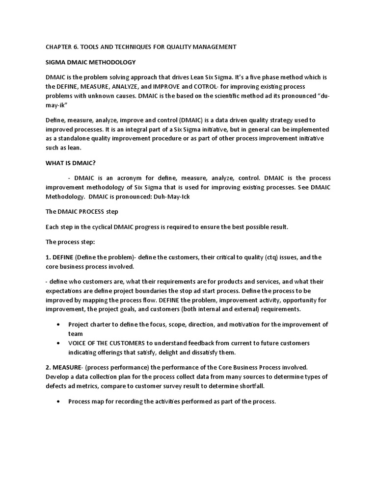Chapter 6 Report | PDF | Lean Manufacturing | Six Sigma