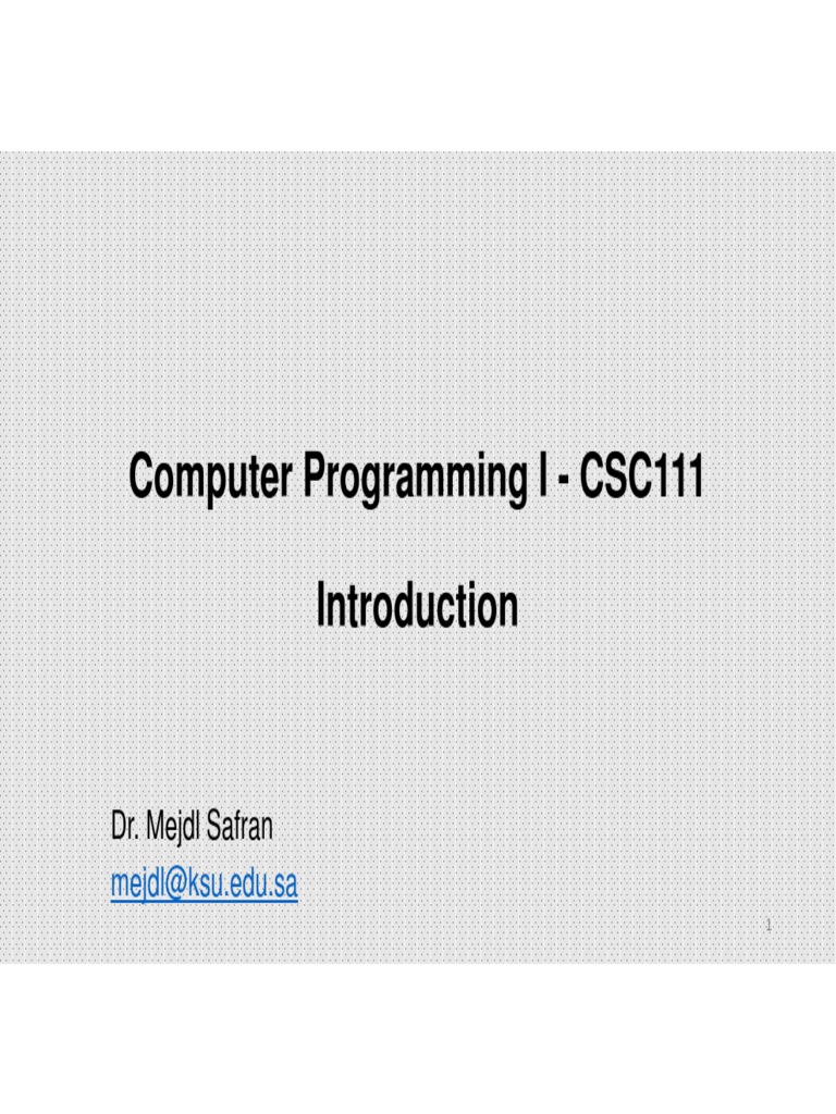 CSC111 Chap 01 PDF | PDF | Programming | Computer Program