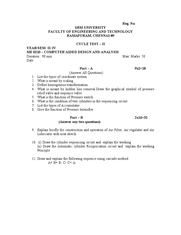 CAD & Analysis Exam Guide | PDF