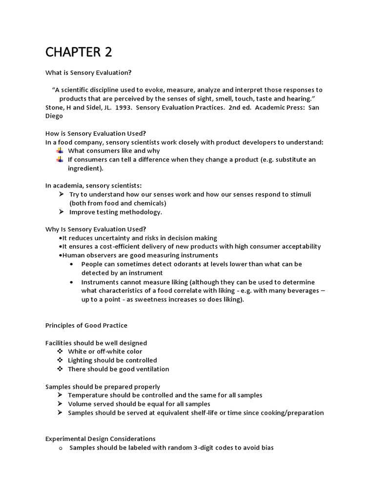 Sensory Evaluation Methods for Analyzing Food Products | PDF ...