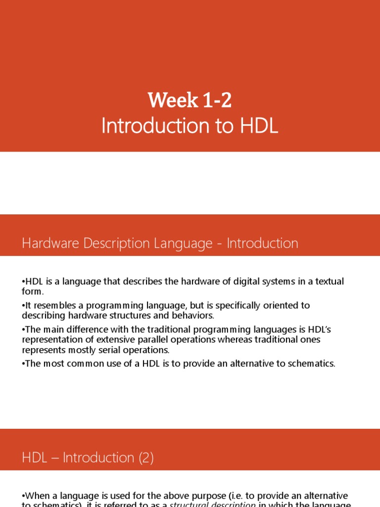 Week 1-2 Introduction To Hardware Description Language | PDF | Hardware ...