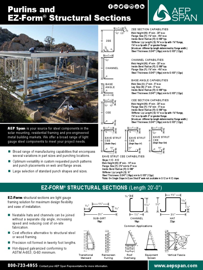 C Purlins Properties | PDF | Sheet Metal | Building Engineering