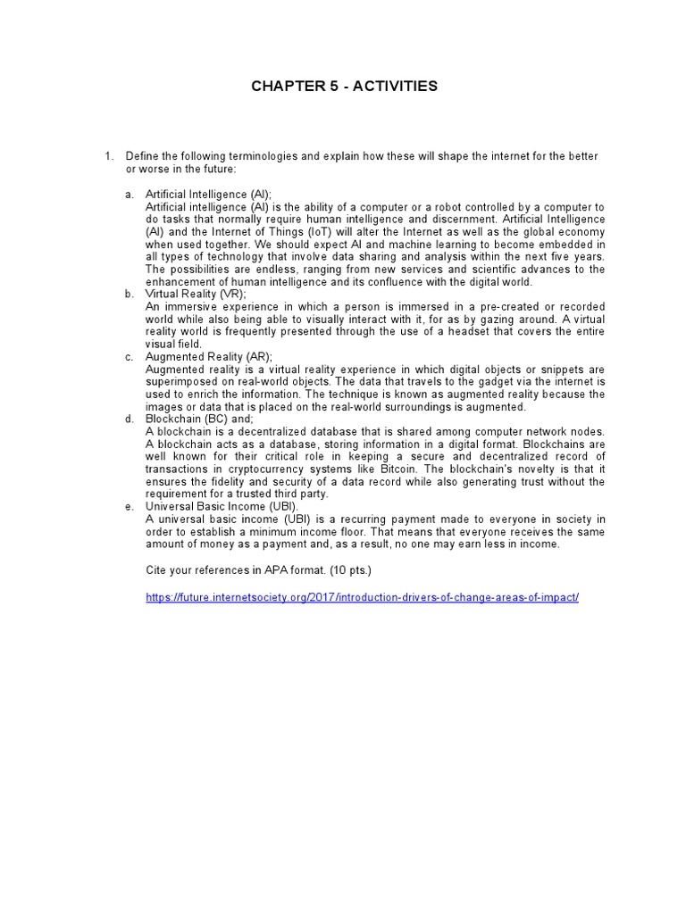 Chapter 5 - Activities Chinel, Justine Allyssa | PDF | Augmented ...