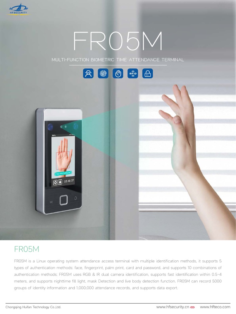 FR05M Face Palm Fingerprint Time Attendance Access Control - HFSecurity ...