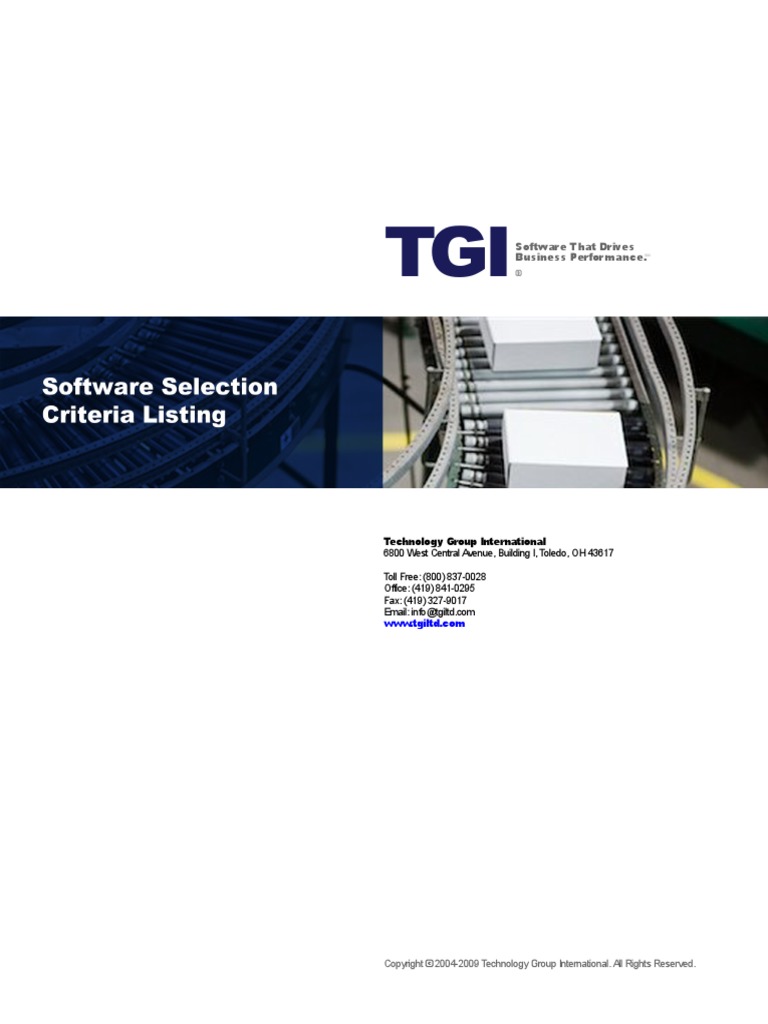 Software Selection Criteria Listing | PDF | Databases | Software