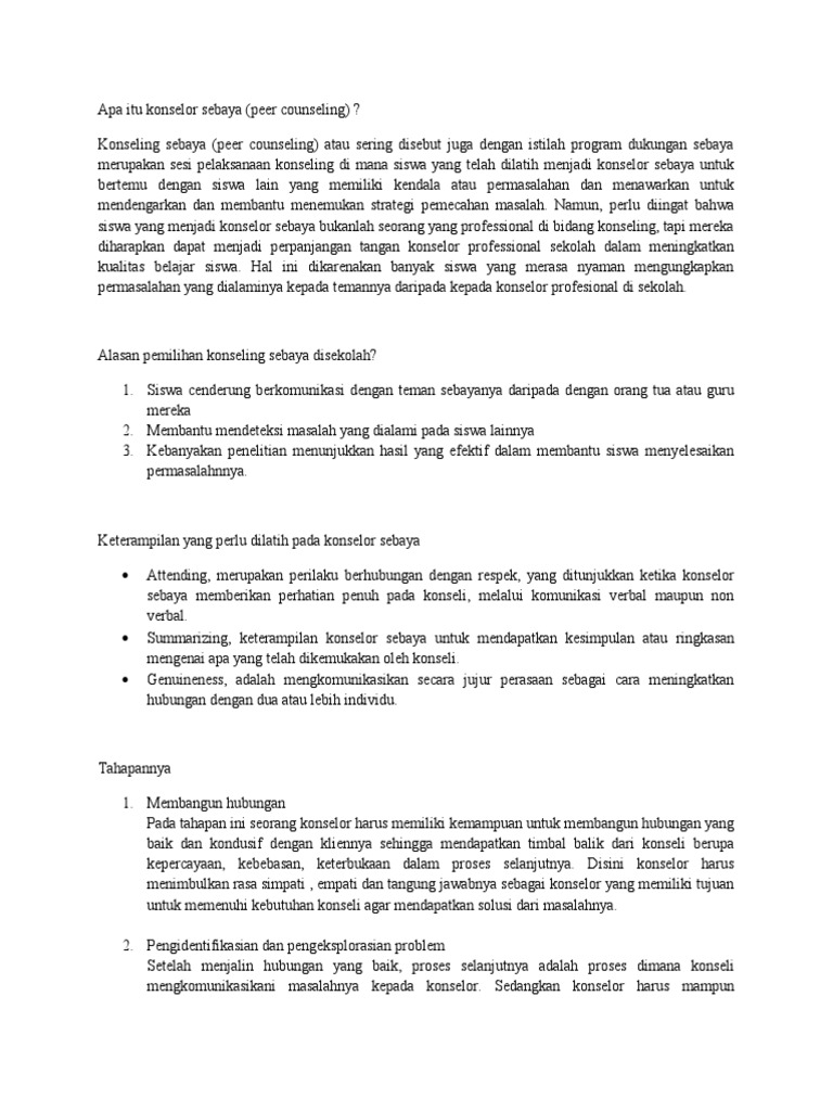 Materi Konselor Sebaya | PDF