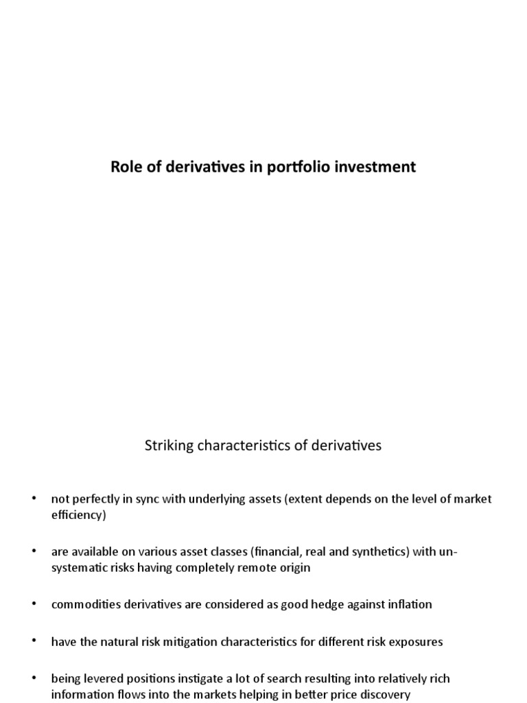 18 - IM - Role of Derivatives in Portfolio Management | PDF | Financial Risk | Derivative (Finance)