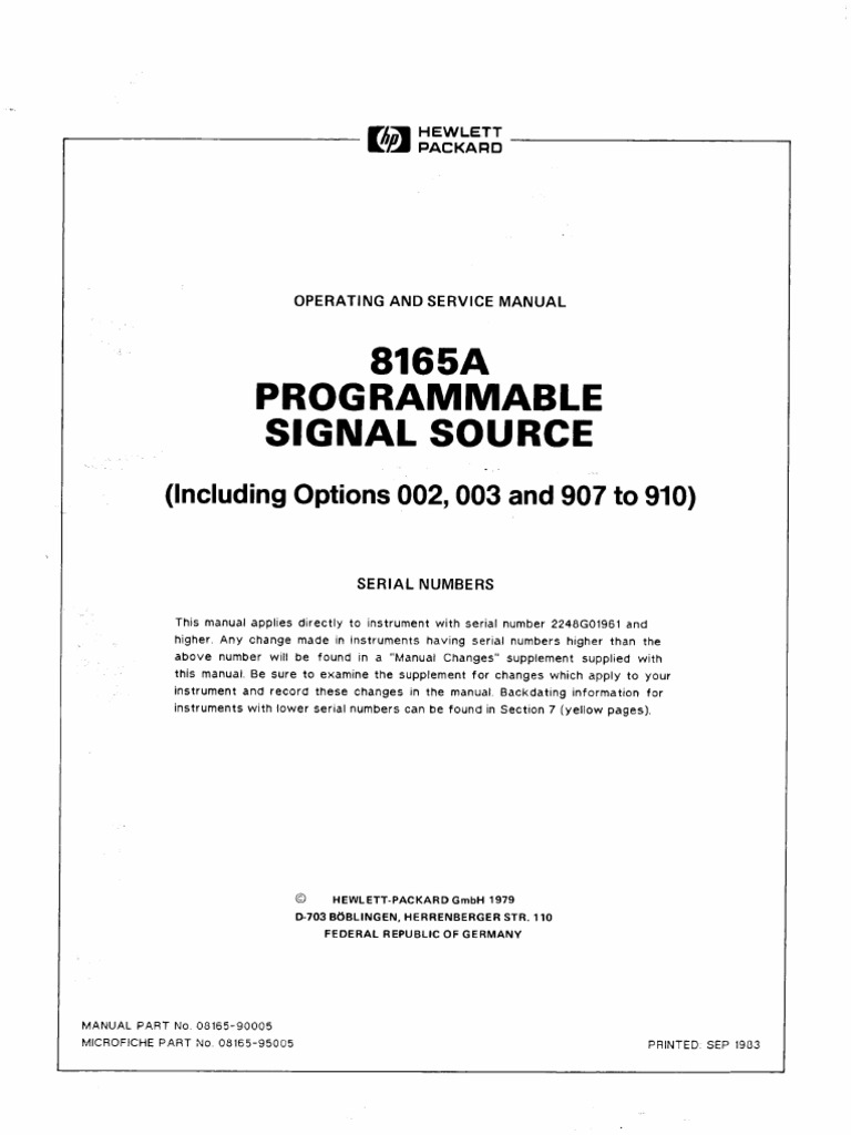 HP 8165A Service | PDF