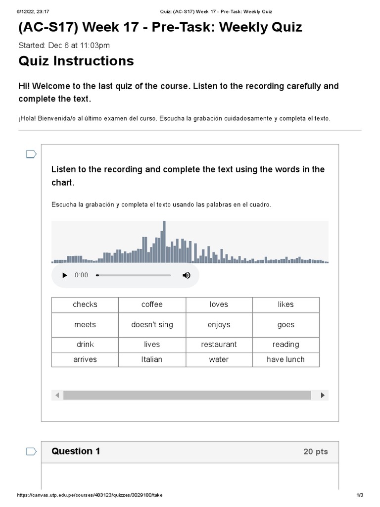 Quiz - (AC-S17) Week 17 - Pre-Task - Weekly Quiz | PDF | Eating Behaviors Of Humans | Cuisine