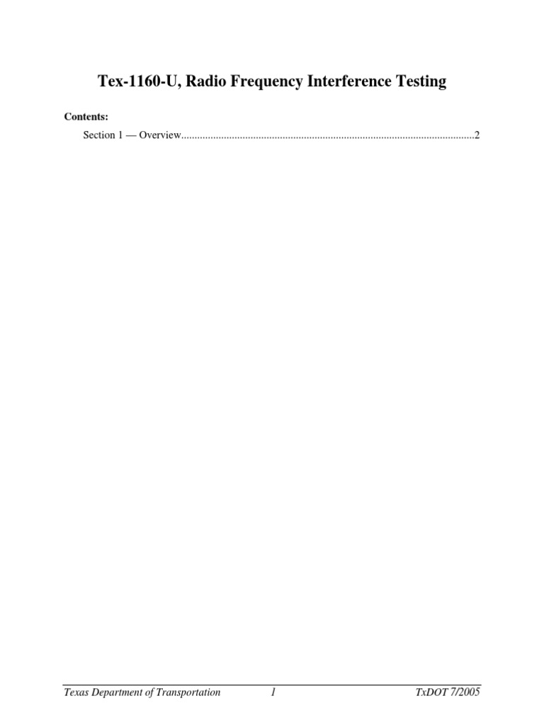 TxDOT Radio Frequency Interference Testing Guide | PDF