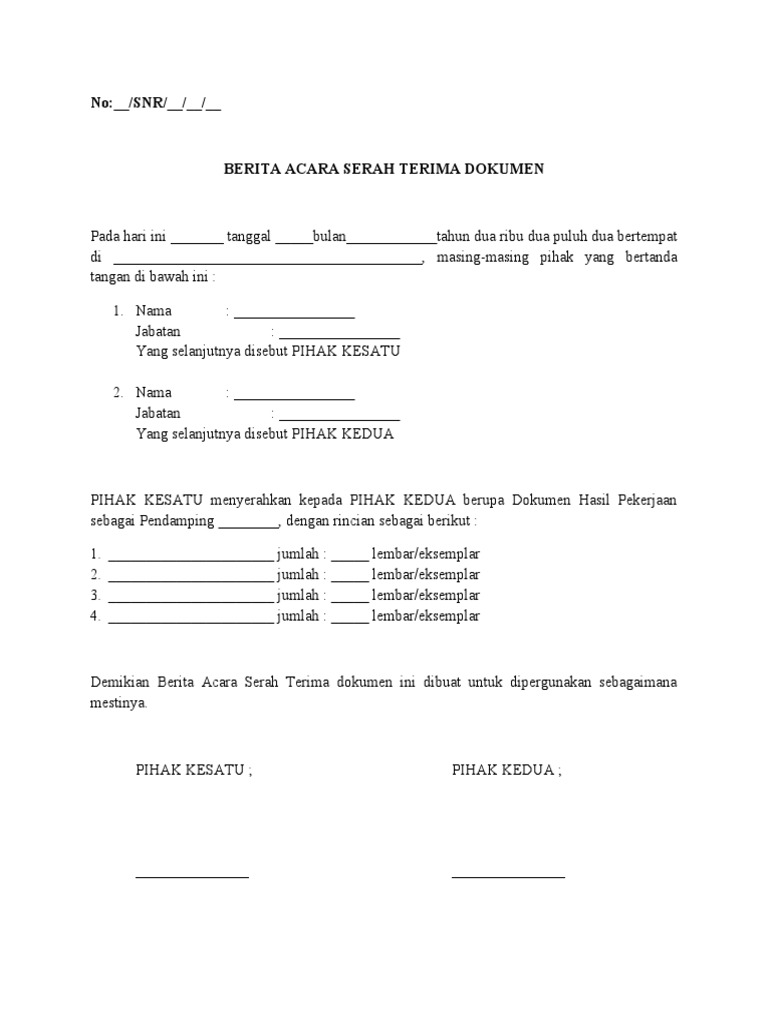 Berita Acara Serah Terima Dokumen Pdf