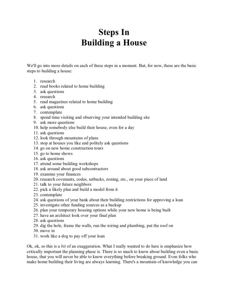 Home Construction Process | PDF | General Contractor | Framing ...