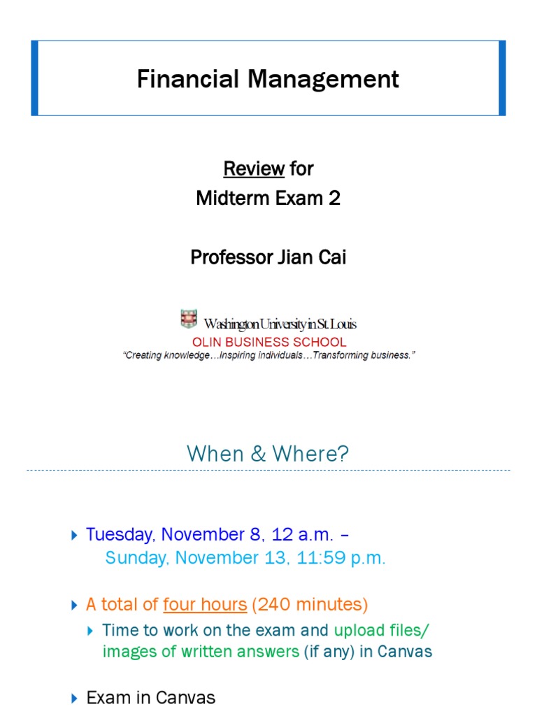 Midterm Exam 2 Review for FIN 5203 | PDF | Net Present Value | Free ...