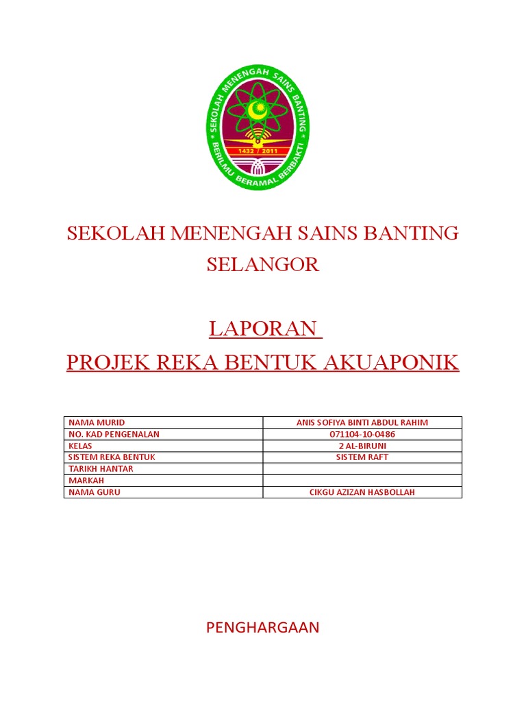 Laporan Projek Akuaponik Raft | PDF | Sains & Matematika