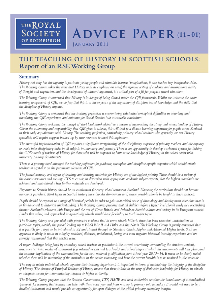 Ad11 - 01 The Teaching of History in Scottish Schools | PDF ...