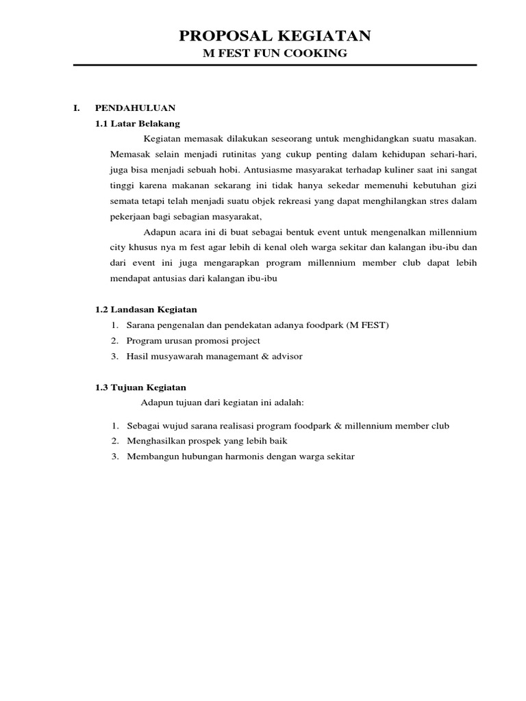 Proposal M Fest Fun Cooking | PDF | Seni
