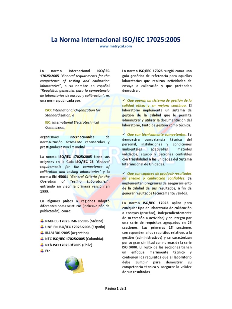 La Norma Internacional ISO IEC 17025 | PDF