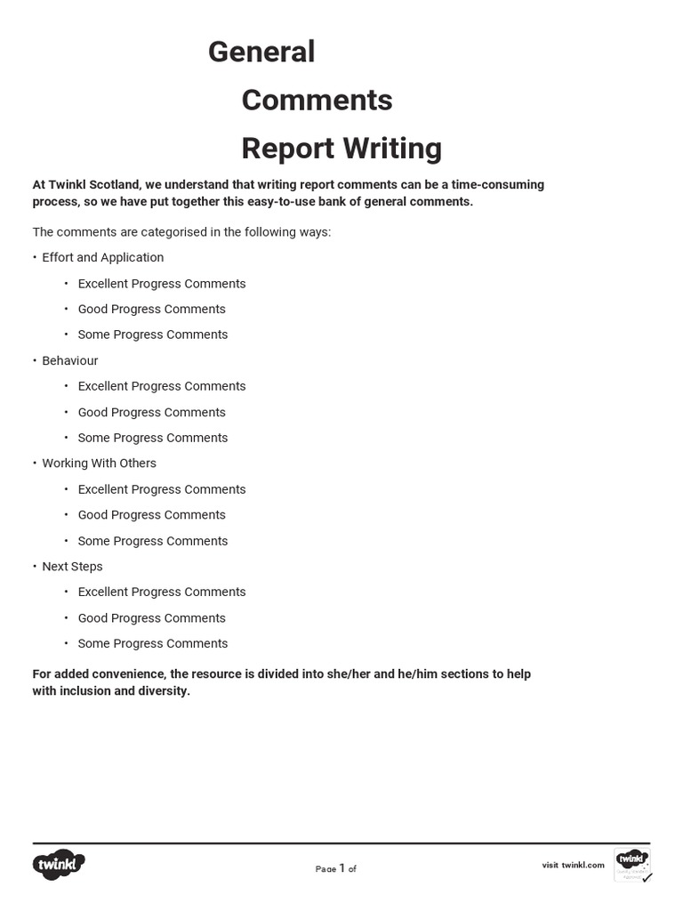 Teacher Report Comment Guide | PDF | Learning | Leadership