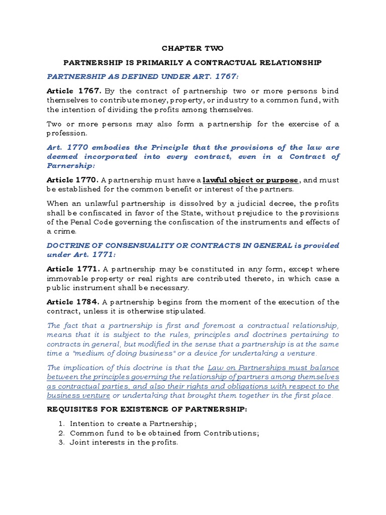 Understanding Partnership Contracts and Juridical Personality | PDF ...