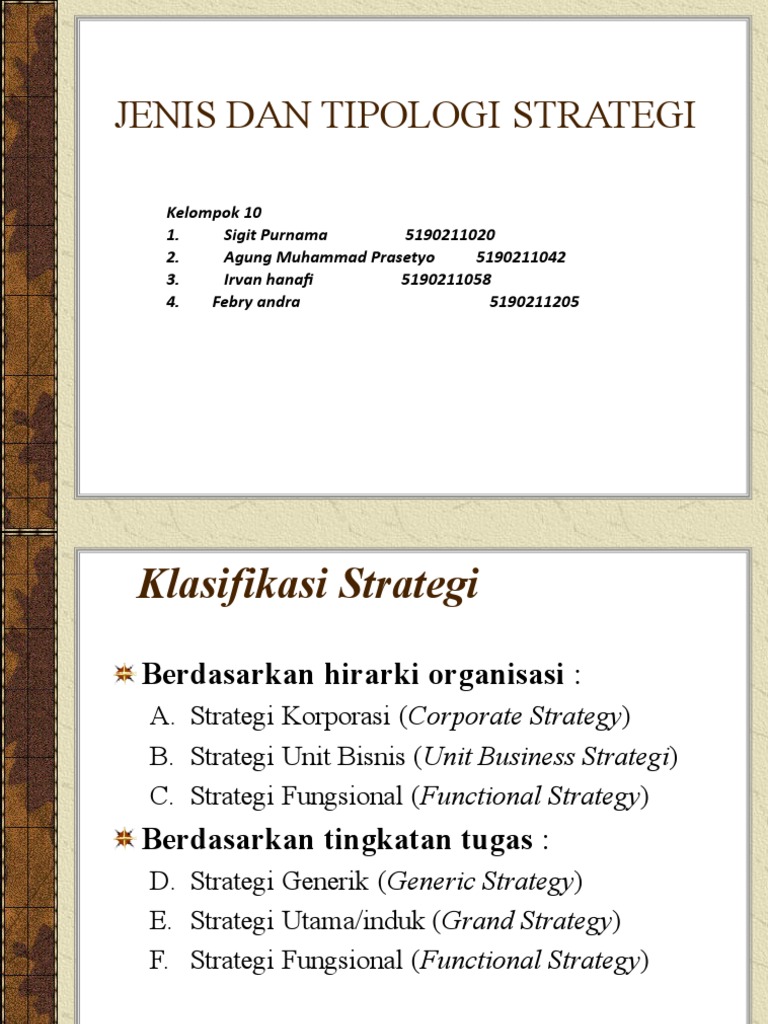 Kel 10 Jenis & Tipologi Strategi | PDF