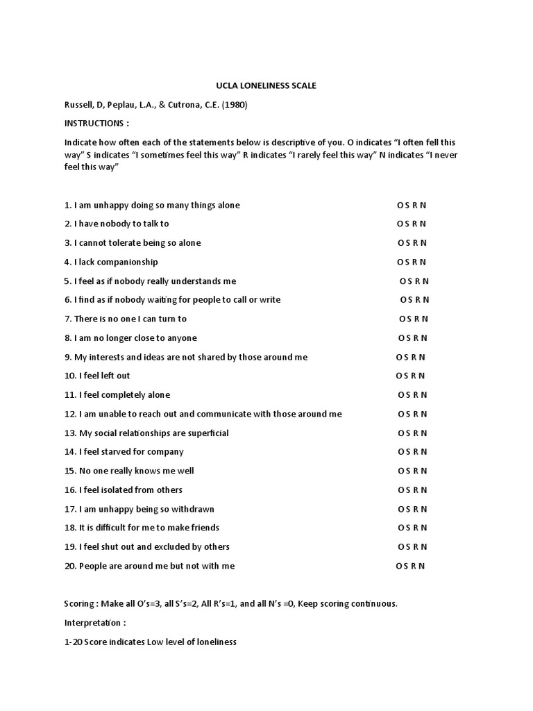 Measuring Loneliness: The UCLA Loneliness Scale | PDF