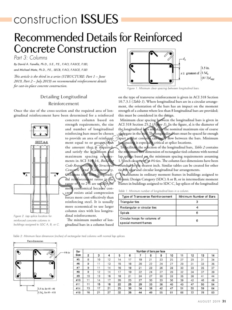 Recommended Details For Reinforced Concrete Construction | PDF