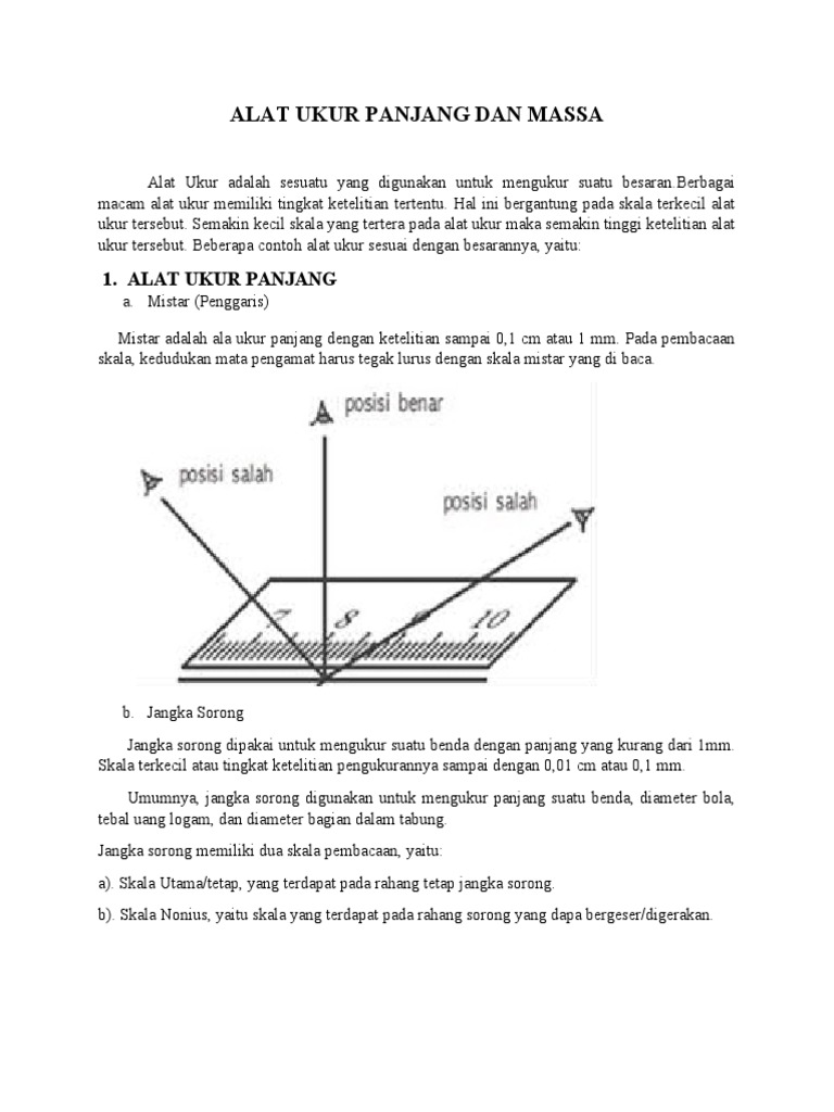 Alat Ukur Panjang dan Massa dalam Laboratorium | PDF | Sains ...