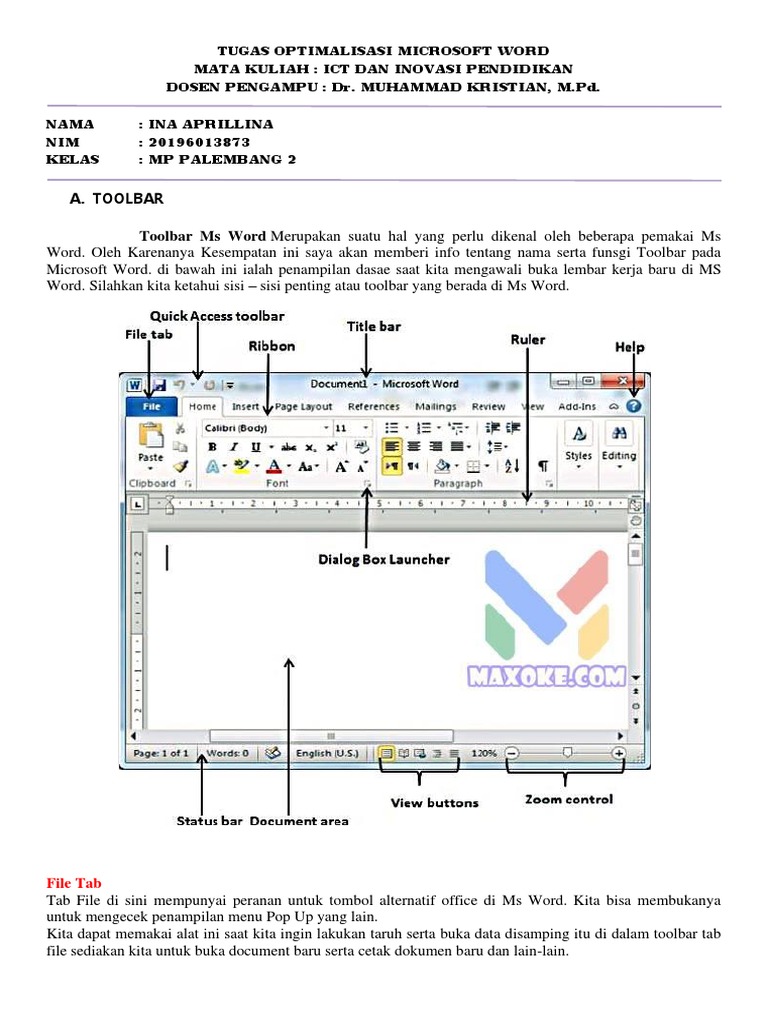 Fungsi Toolbar Dan Menu Bar Pada Ms Word | PDF | Komputer | Karier ...