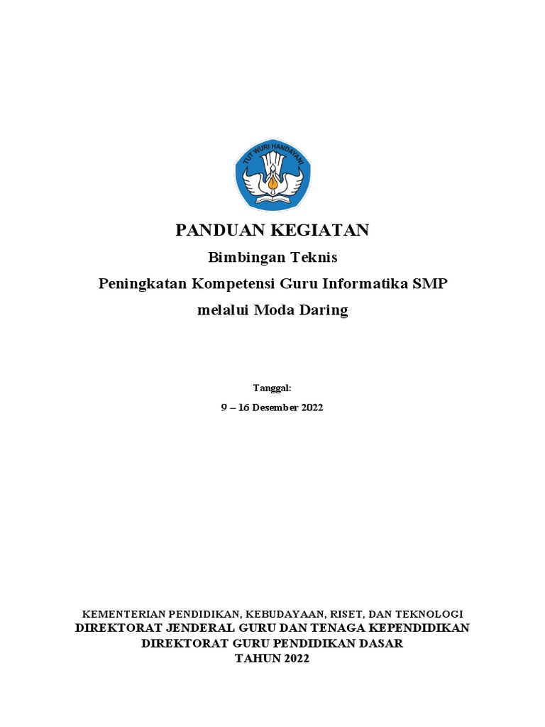 Draf Panduan Kegiatan Bimtek Informatika | PDF