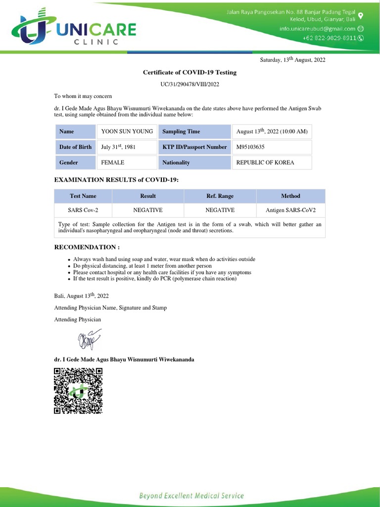 Unicare Certificate YOON SUN YOUNG | PDF