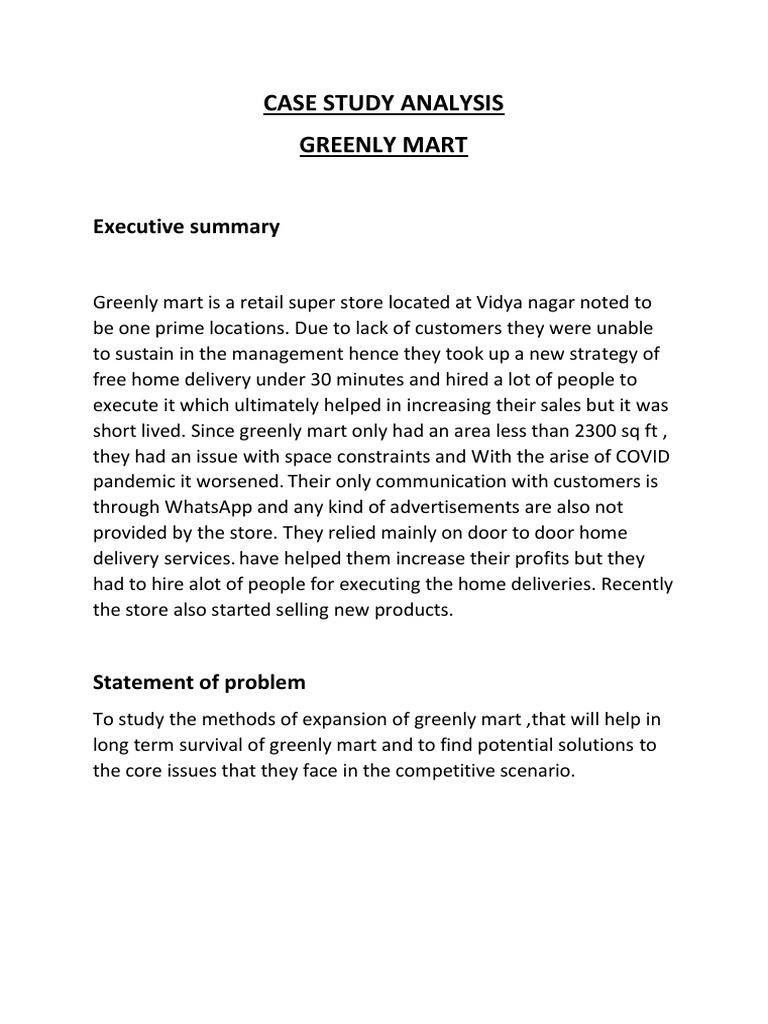 Case Study Analysis - Greenly Mart | PDF | Retail | Advertising