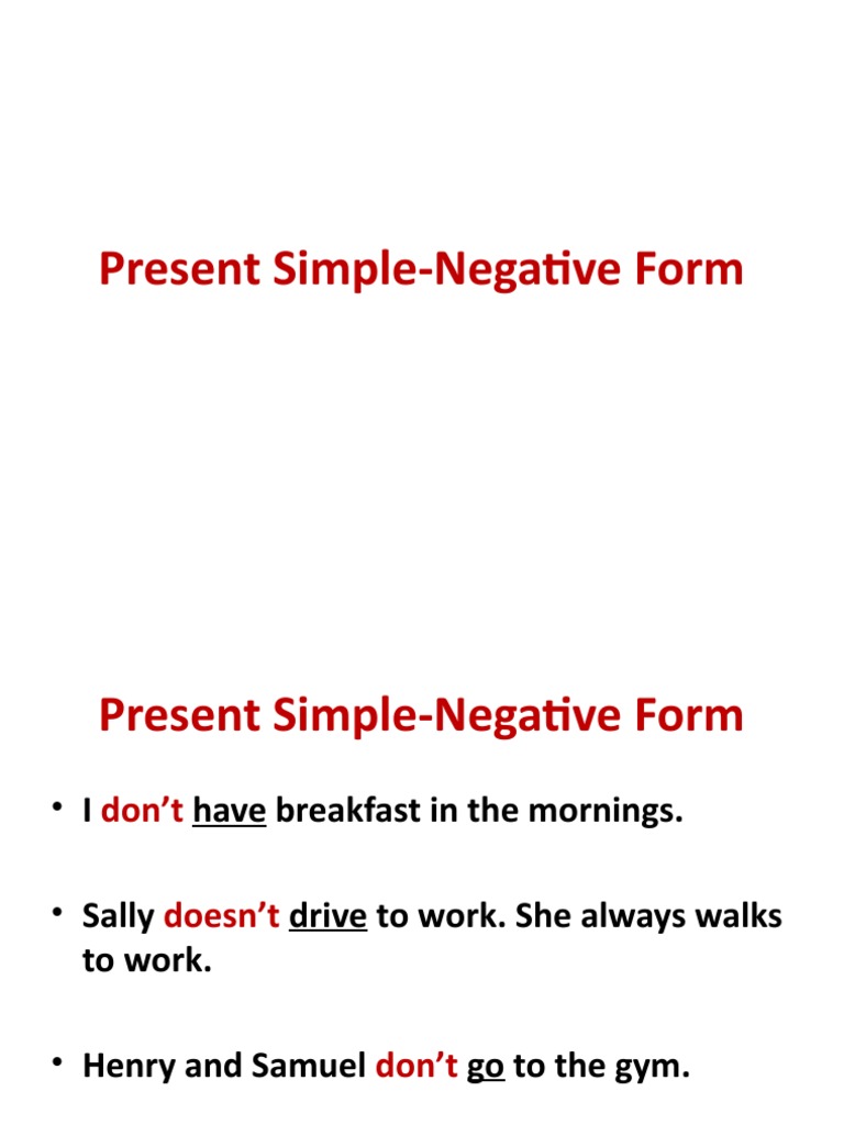 Present Simple Negative Forms Guide | PDF
