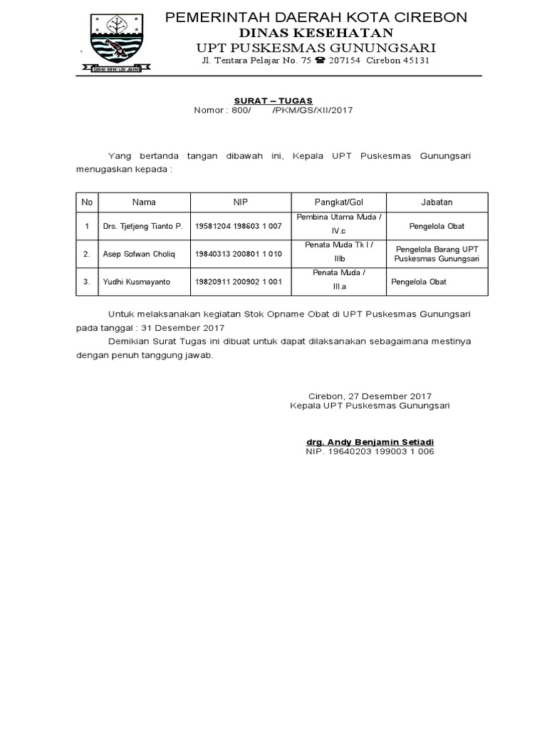 Surat Tugas Stok Opname | PDF