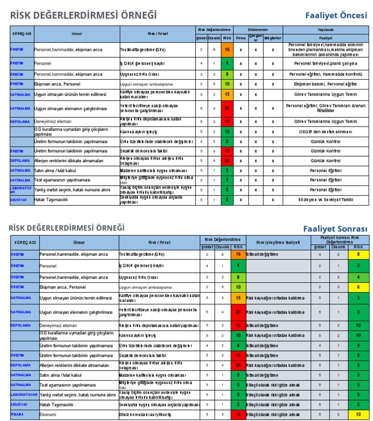 ISO 9001 Risk Değerlendirmesi Örnekleri | PDF